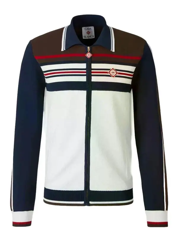 Casablanca Monogram-knit Track Jacket - Blue