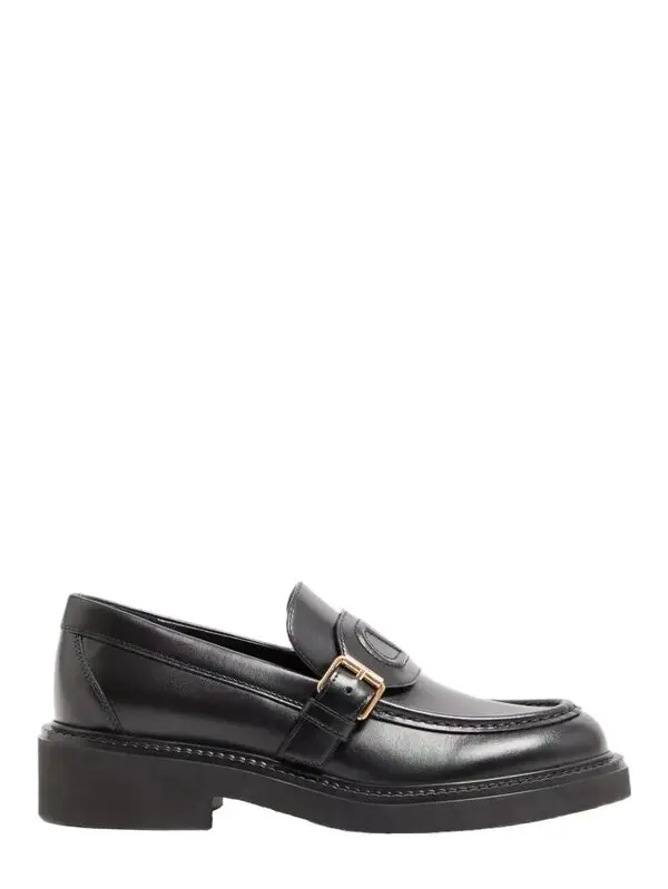 Valentino Garavani Vlogo Embossed Calfskin Moccasins - Black