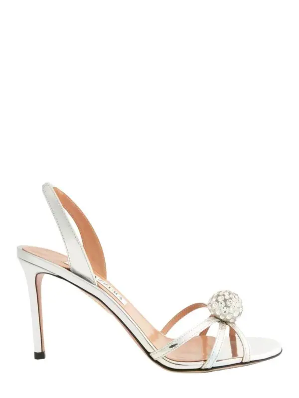 AQUAZZURA Crystal Embellished Stiletto Sandals - Silver