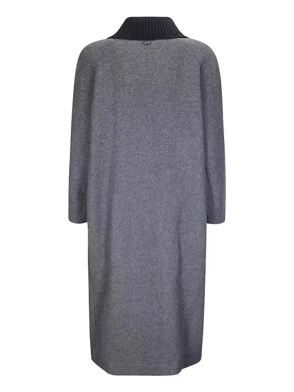 DIESEL® Ribbed-collar Wool-blend Coat - Grey