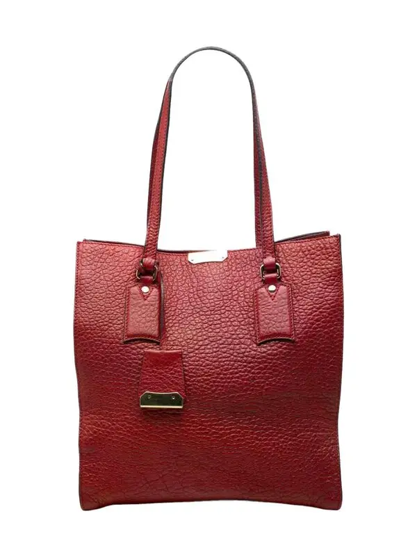 Burberry Grained Calfskin Heritage Woodbury Tote Bag - Red