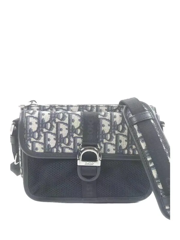 Dior Oblique Canvas And Mesh Messenger Bag - Blue
