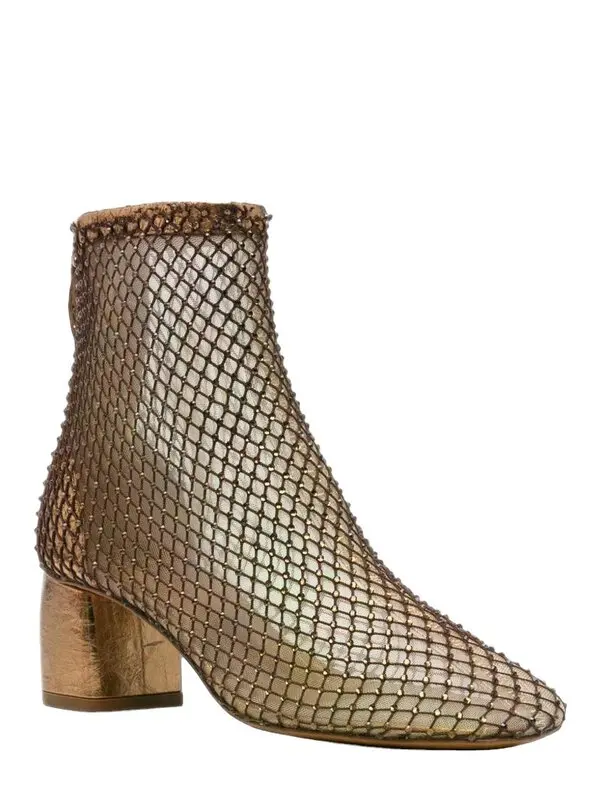FORTE_FORTE Crystal-embellished Mesh Ankle Boots - Gold