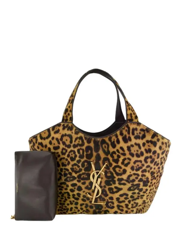 Saint Laurent Medium Icare Leopard Print Tote Bag - Brown