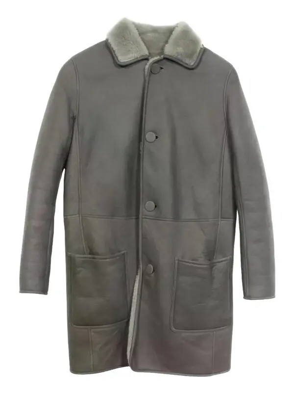 Celine 2000s Shearling Reversible Coat - Grey