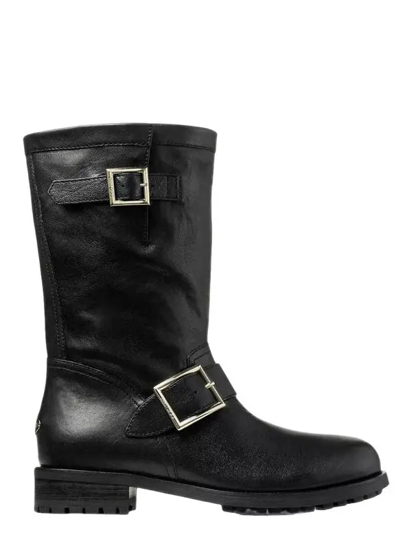 JIMMY CHOO Biker Mid Leather Ankle Boots - Black