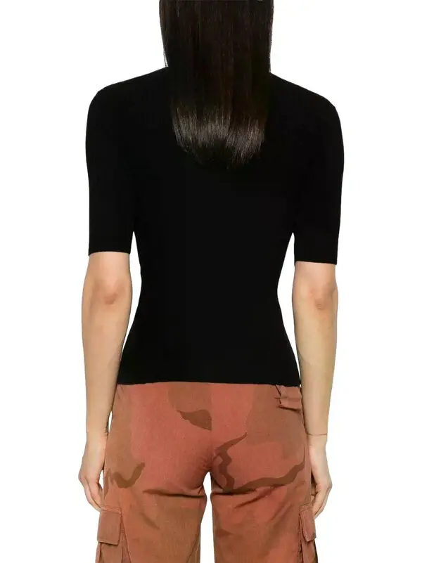 Off-White Appliqué-logo Ribbed-knit Top - Black