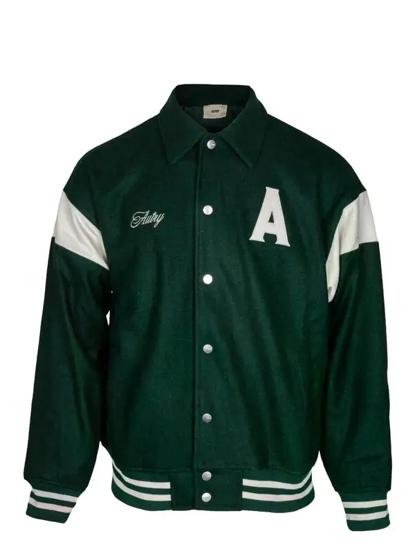 AUTRY Panelled Varsity Jacket With Embroidered Logo - Green