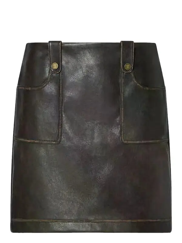 Liu Jo Coated Button-detailed Skirt - Brown