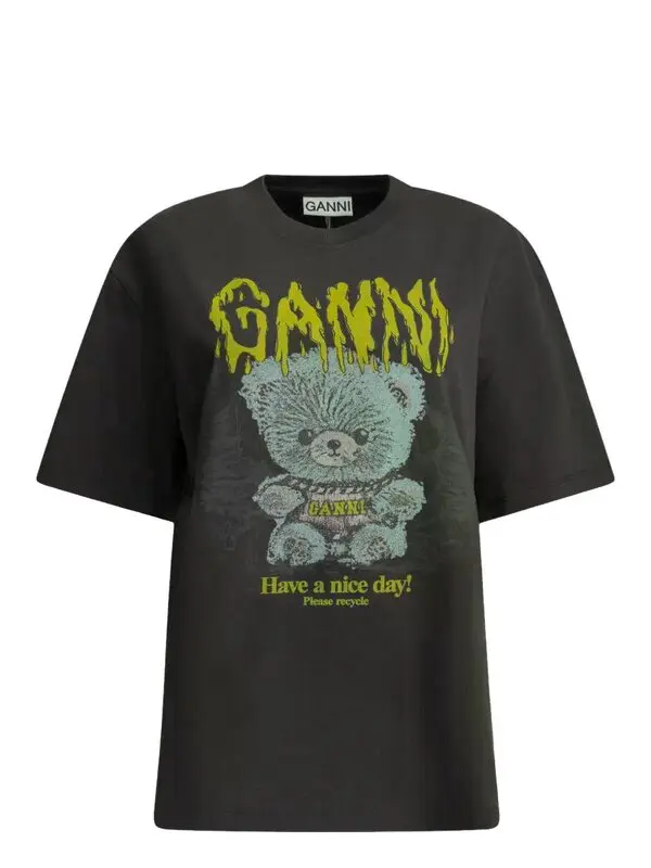 GANNI Bear Print T-shirt - Grey