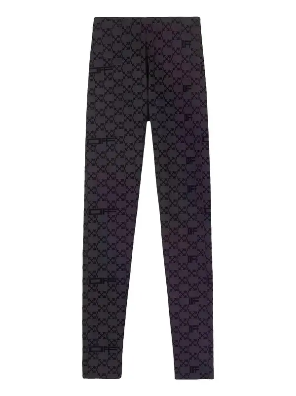 Off-White Flock Monogram Performance Leggings - Black
