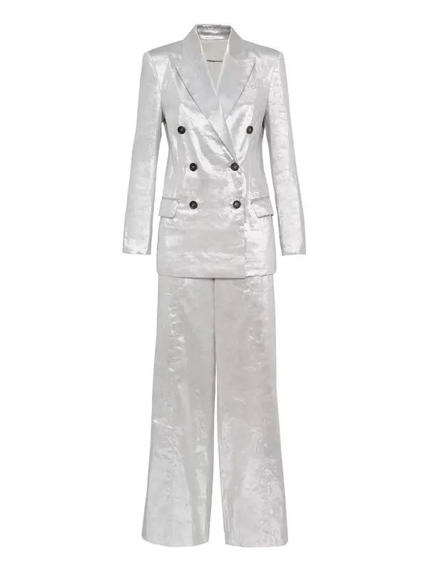Brunello Cucinelli Metallic Linen-blend Suit - Grey