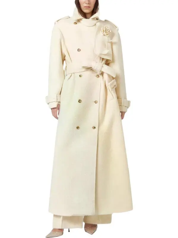 Giuseppe Di Morabito Rose Detail Double-breasted Coat - Neutrals
