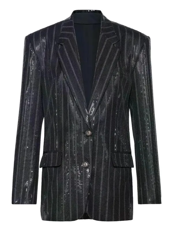 Brunello Cucinelli Sequined Striped Jacket - Grey