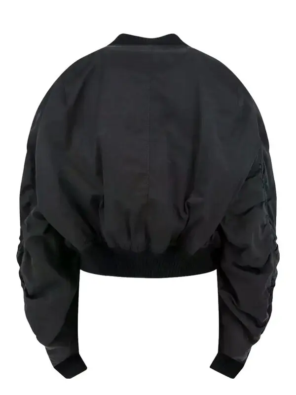 Rick Owens Ruched Cropped Bomber Jacket - Black