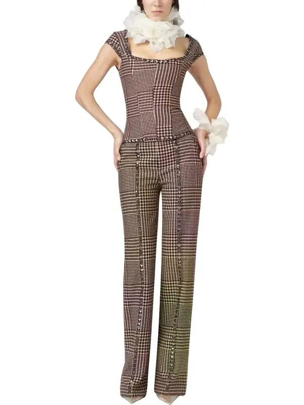 Giuseppe Di Morabito Houndstooth Stud-embellished Top - Brown