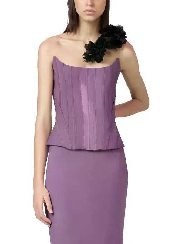 Giuseppe Di Morabito Corset-style Floral-appliqué Top - Purple