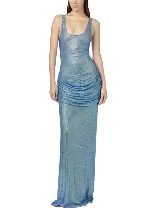 Giuseppe Di Morabito Crystal Embellished Draped Maxi Dress - Blue