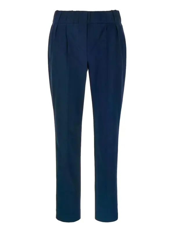Brunello Cucinelli Pleated Cotton Blend Trousers - Blue