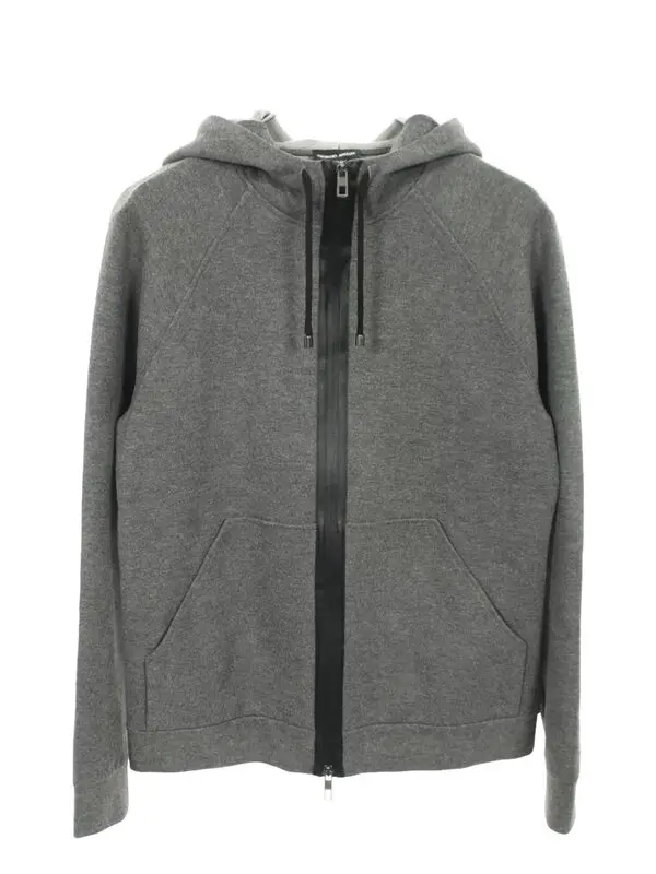 Giorgio Armani Zip-up Hoodie With Drawstring Hood - Grey