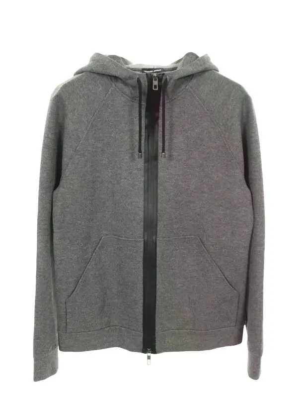 Giorgio Armani Zip-up Hoodie With Drawstring Hood - Grey