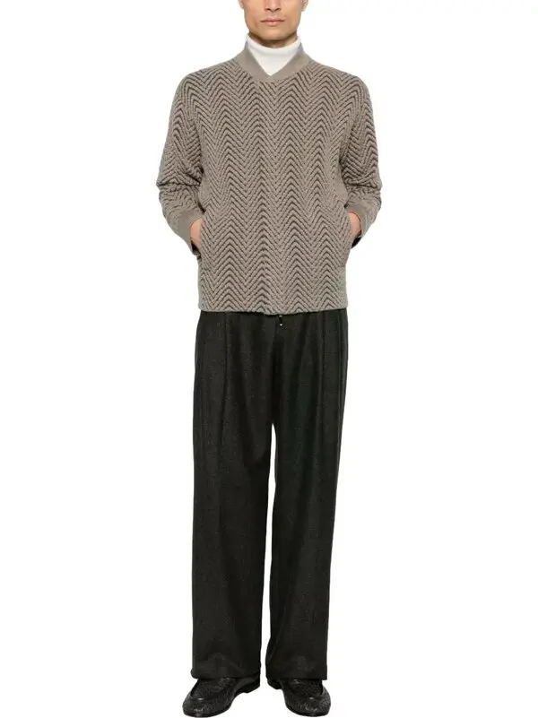Emporio Armani Pleated Wide-leg Trousers - Brown