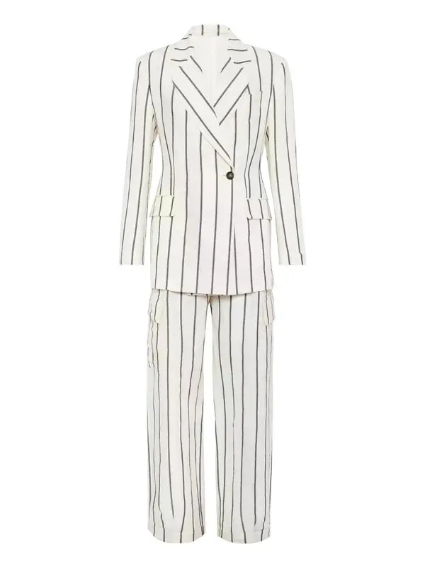Brunello Cucinelli Striped Linen-blend Suit - White