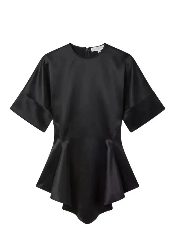 Stella McCartney Handkerchief Sleeve Satin Top - Black