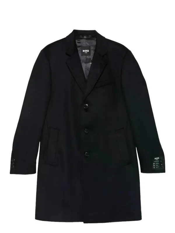 BOSS Single-breasted Notch-lapel Coat - Blue