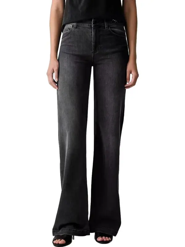 Liu Jo Crystal-embellished Wide-leg Jeans - Black