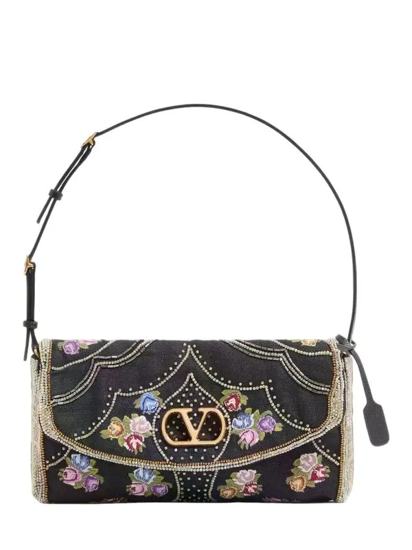 Valentino Garavani Small Embroidered Shoulder Bag - Black