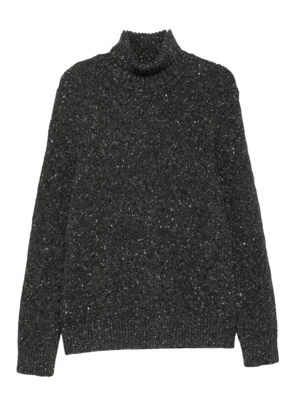 Eleventy Dark Textured Roll-neck Sweater - Grey