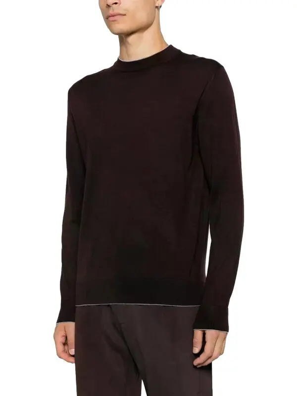 Eleventy Round Neck Fine Knit Sweater - Red