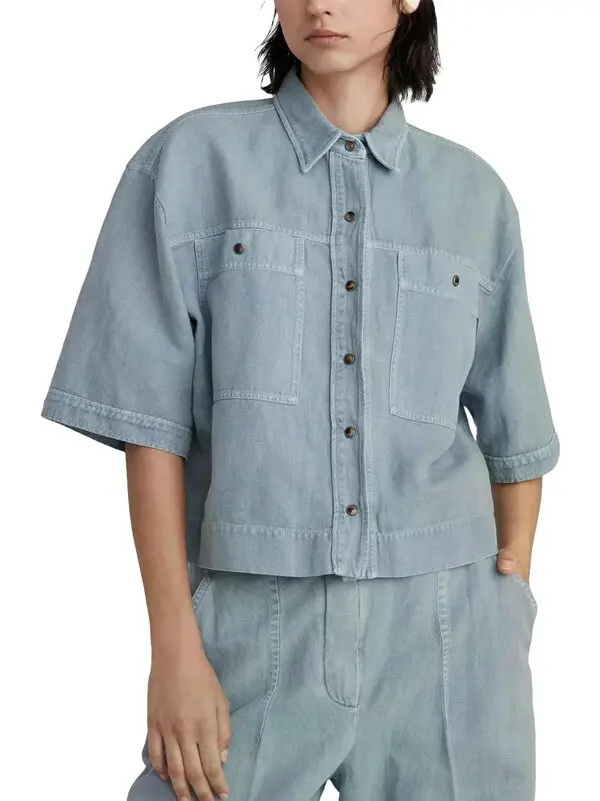 Brunello Cucinelli Cotton-linen Blend Garment Dyed Shirt - Blue