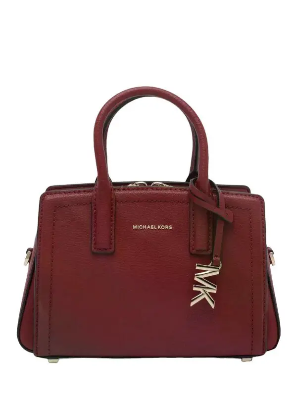 Michael Kors Logo Plaque Grained Leather Shoulder Bag - Red