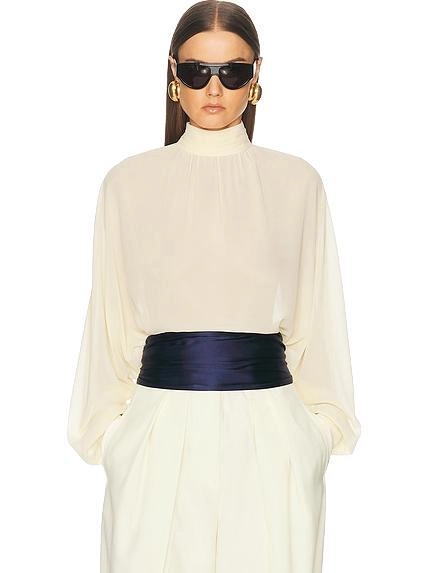 SEROYA Farran Georgette Blouse With Open Back - Eggshell