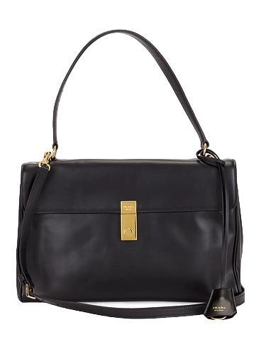 Prada Soft Sound Shoulder Bag In Calfskin Leather - Black