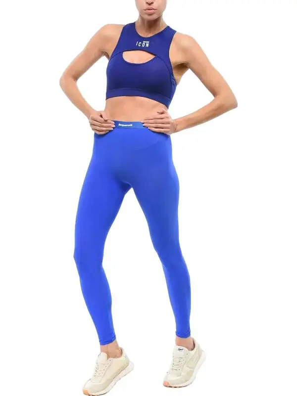 Dsquared2 Logo-print Cut-out Sports Bra - Blue