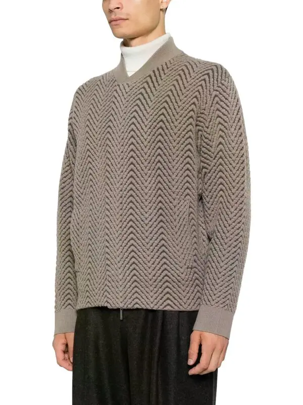 Emporio Armani Chevron-knit Jacket - Neutrals