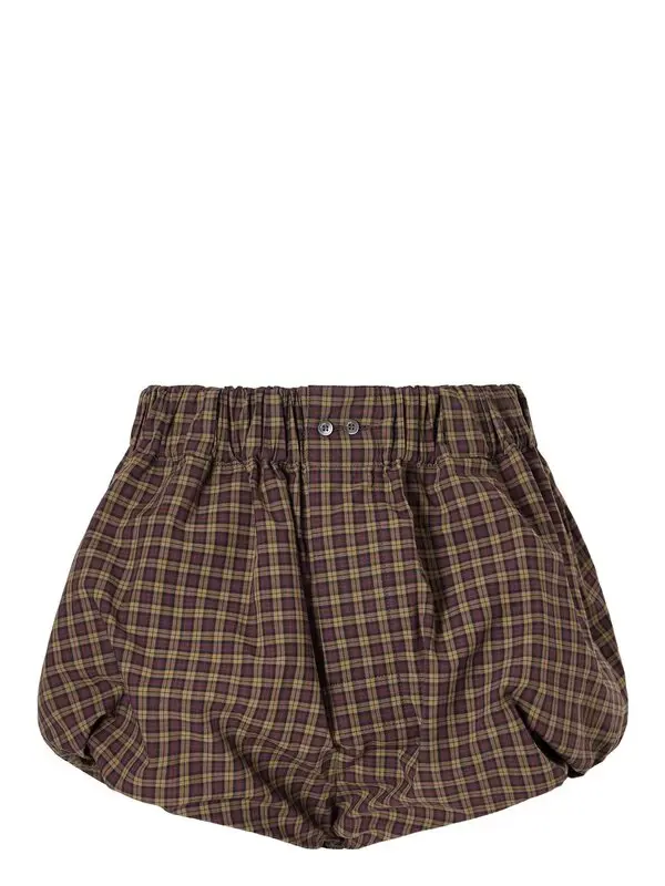 Marni Checked Cotton High-waisted Balloon Shorts - Brown