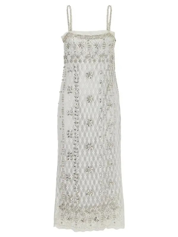 Costarellos Leona Crystal-embellished Lace Gown - Gray