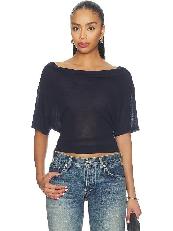 EB DENIM Madeo Cowl Neck Tee - Navy