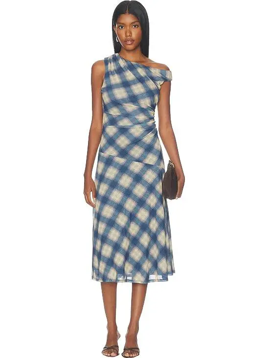 Rails Sorra Dress Plaid Mesh Dress - Navy