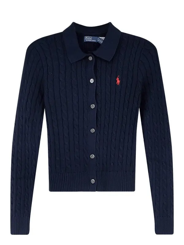Polo Ralph Lauren Braided Knit Cotton Cardigan - Blue