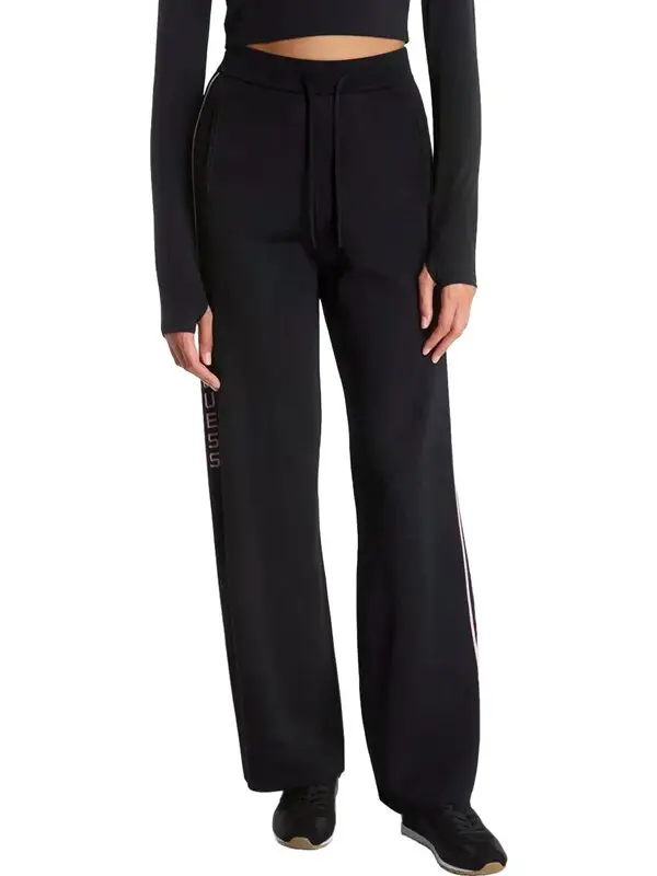 Guess Logo-embroidered Side-stripe Track Pants - Black