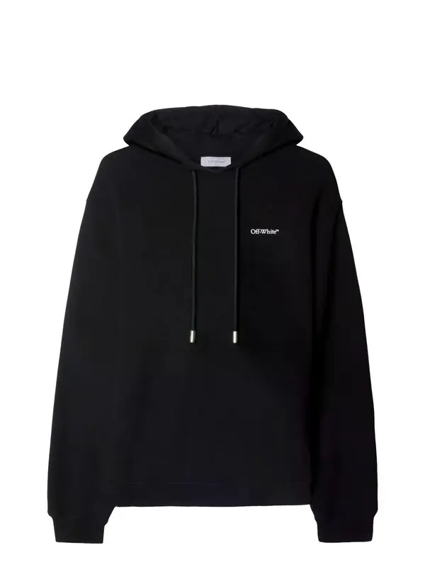 Off-White Cotton Hoodie With Logo And Floral Motif - Black