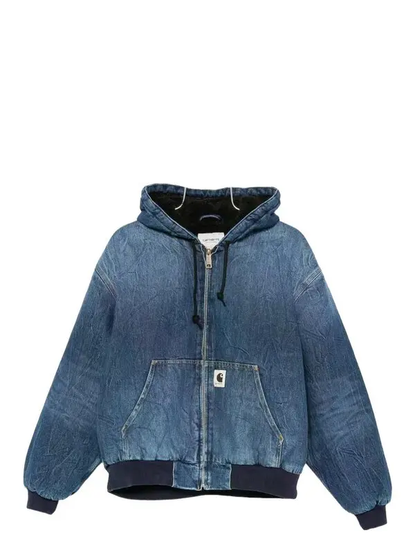 Carhartt Work In Progress Og Hooded Zip-up Denim Jacket - Blue