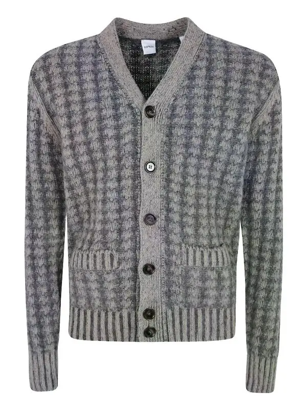 Aspesi Waffle-knit Wool Cardigan - Grey