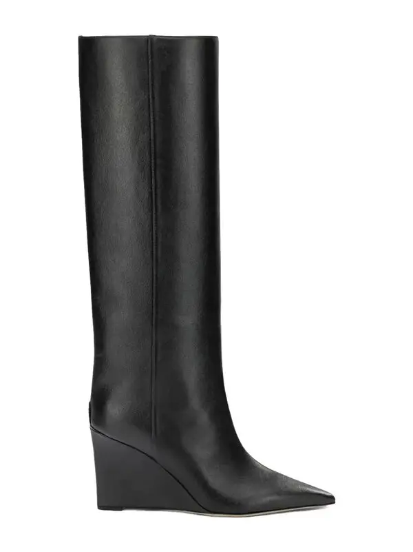 JIMMY CHOO Blake Leather Wedge Knee Boots - Black