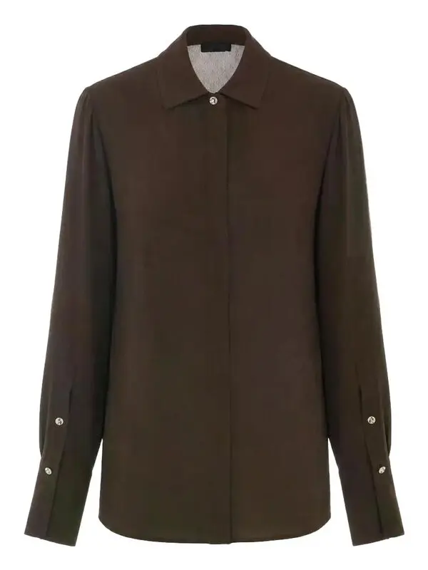 Liu Jo Crystal-embellished Long-sleeve Crêpe Shirt - Brown